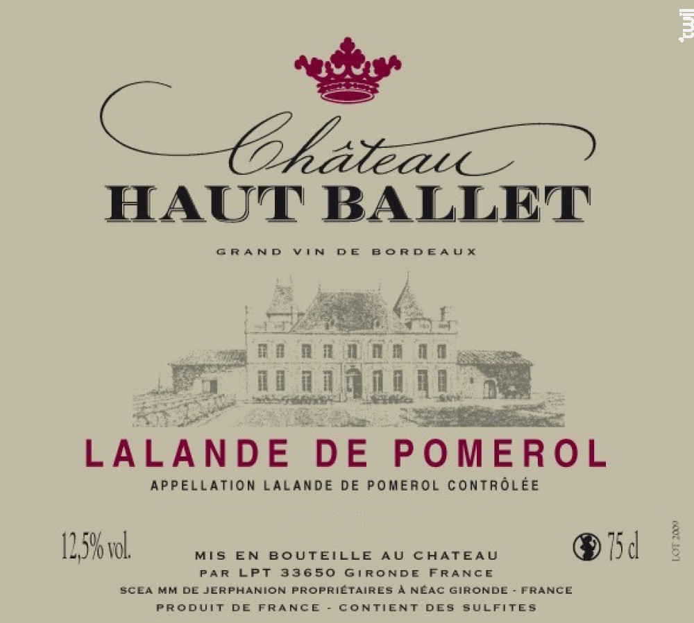 Achat Vin Château Haut Ballet Rouge - Lalande-de-pomerol - Meilleur prix