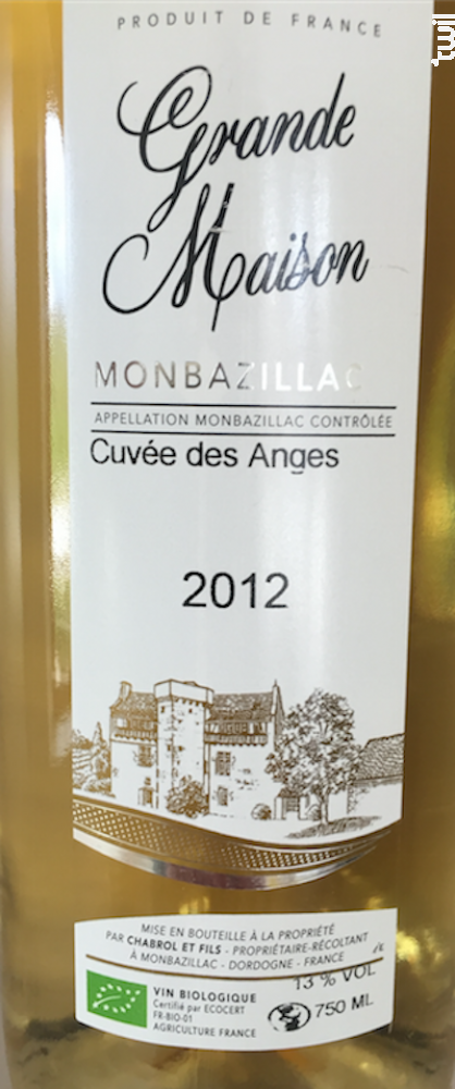 Achat Vin Cuvée Des Anges Blanc - Château Grande Maison - Monbazillac ...