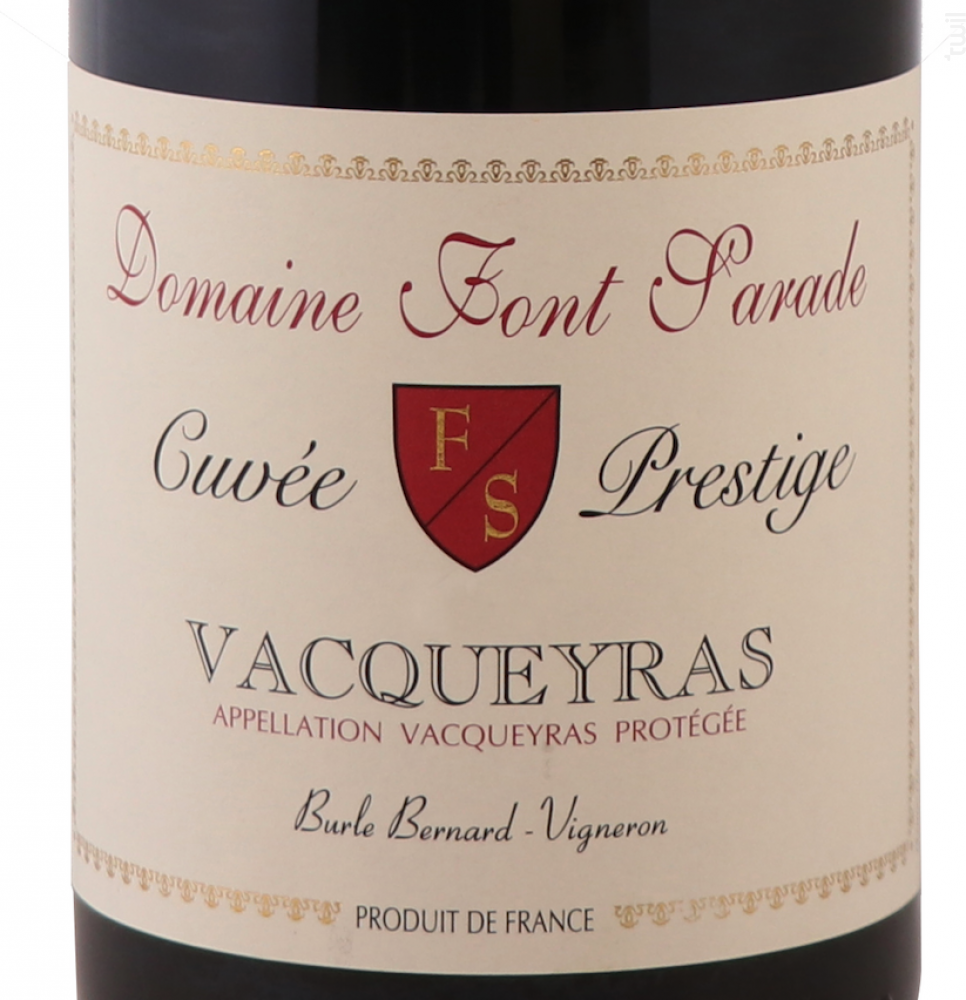Achat Vin Vacqueyras Cuvée Prestige Rouge - Domaine Font Sarade ...