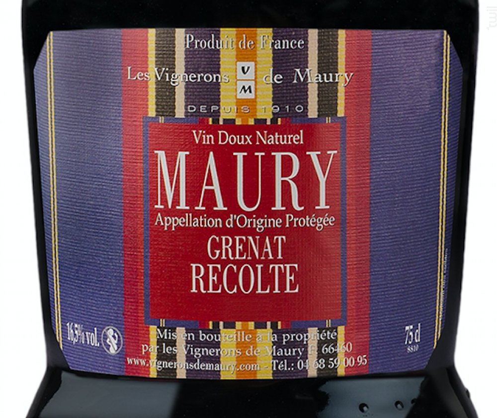 Les Vignerons De Maury Grenat Récolte Maury vin Rouge Grenache noir ...