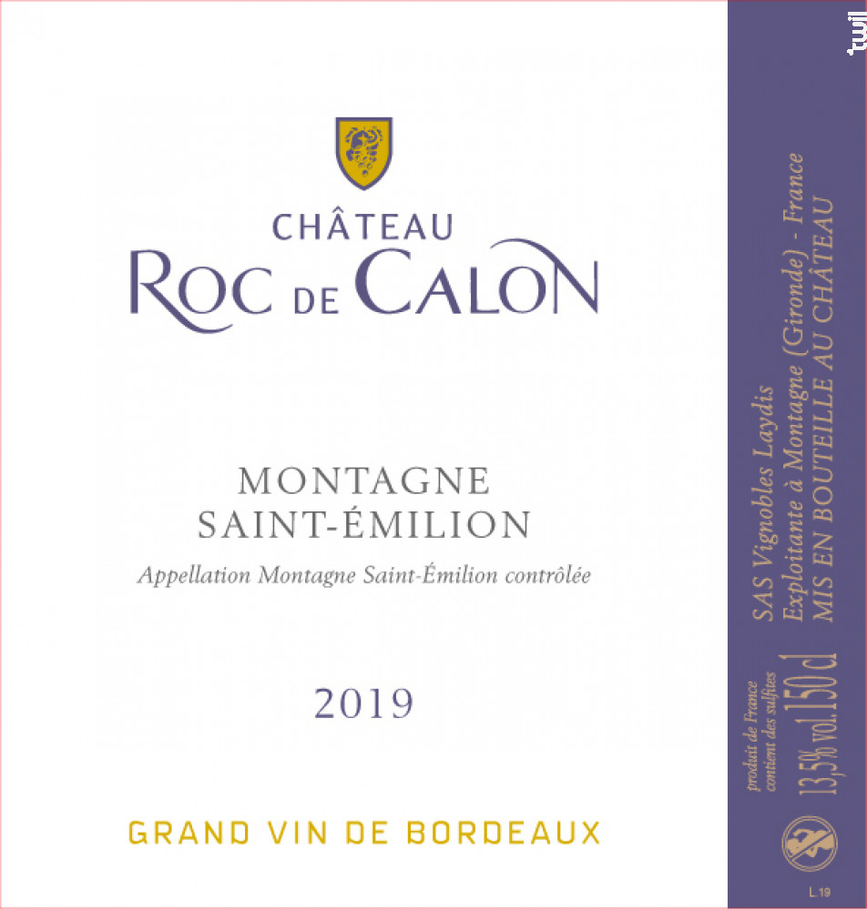 Achat Vin Château Roc De Calon Rouge - Montagne-saint-Émilion - Direct ...